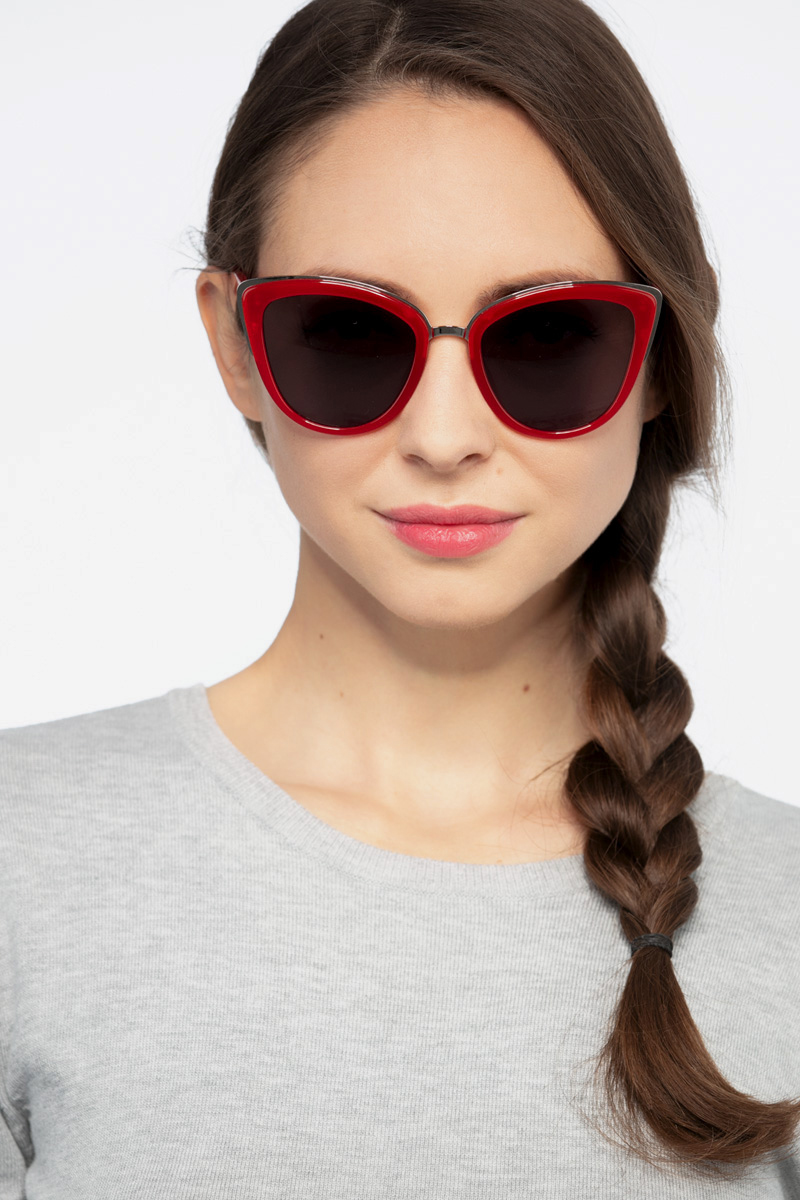 Cadenza - Cat Eye Red Frame Sunglasses For Women | Eyebuydirect