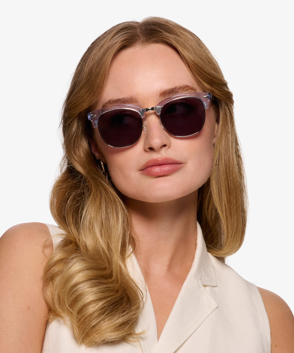 Strata - Browline Clear Blue Frame Prescription Sunglasses | Eyebuydirect