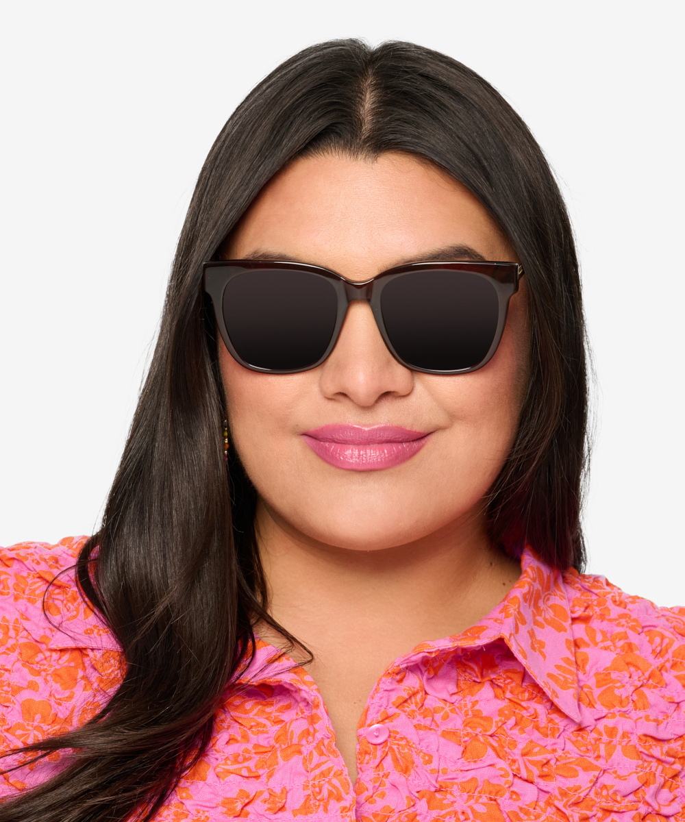 Erica - Square Coffee Frame Sunglasses For Women | Eyebuydirect Canada
