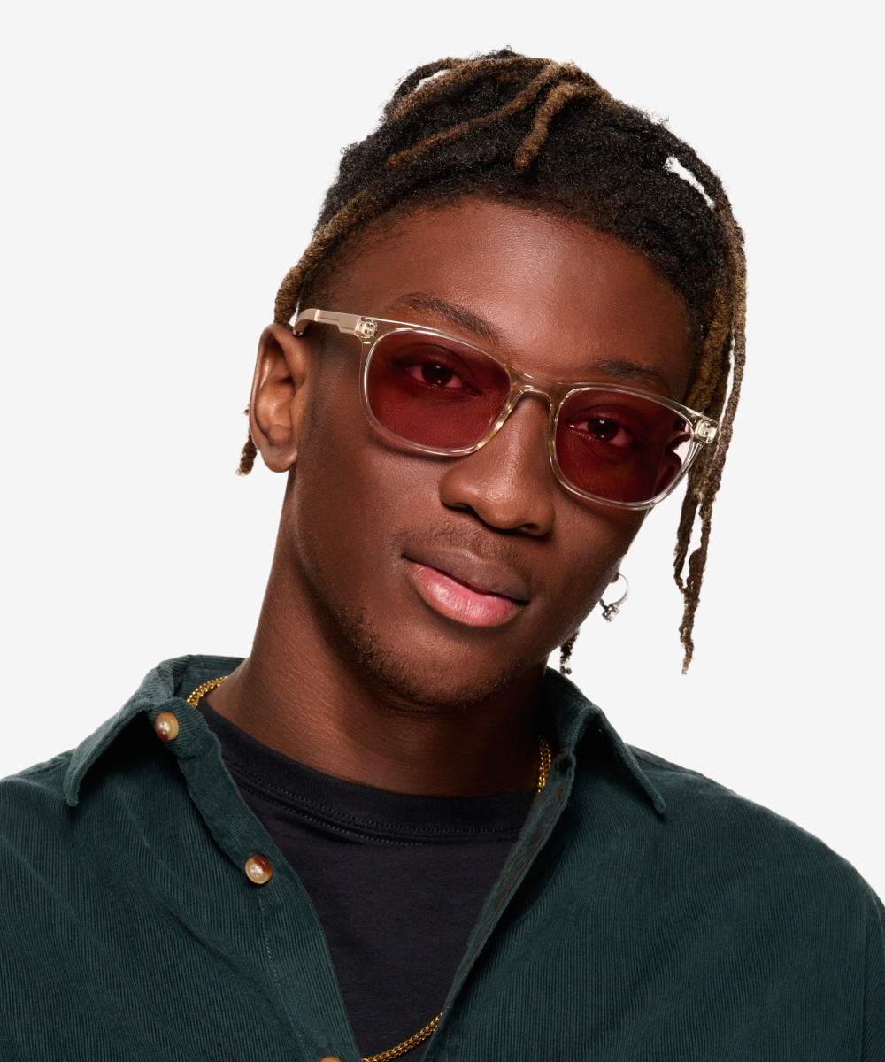 Tenacity - Square Crystal Nude Frame Prescription Sunglasses | Eyebuydirect