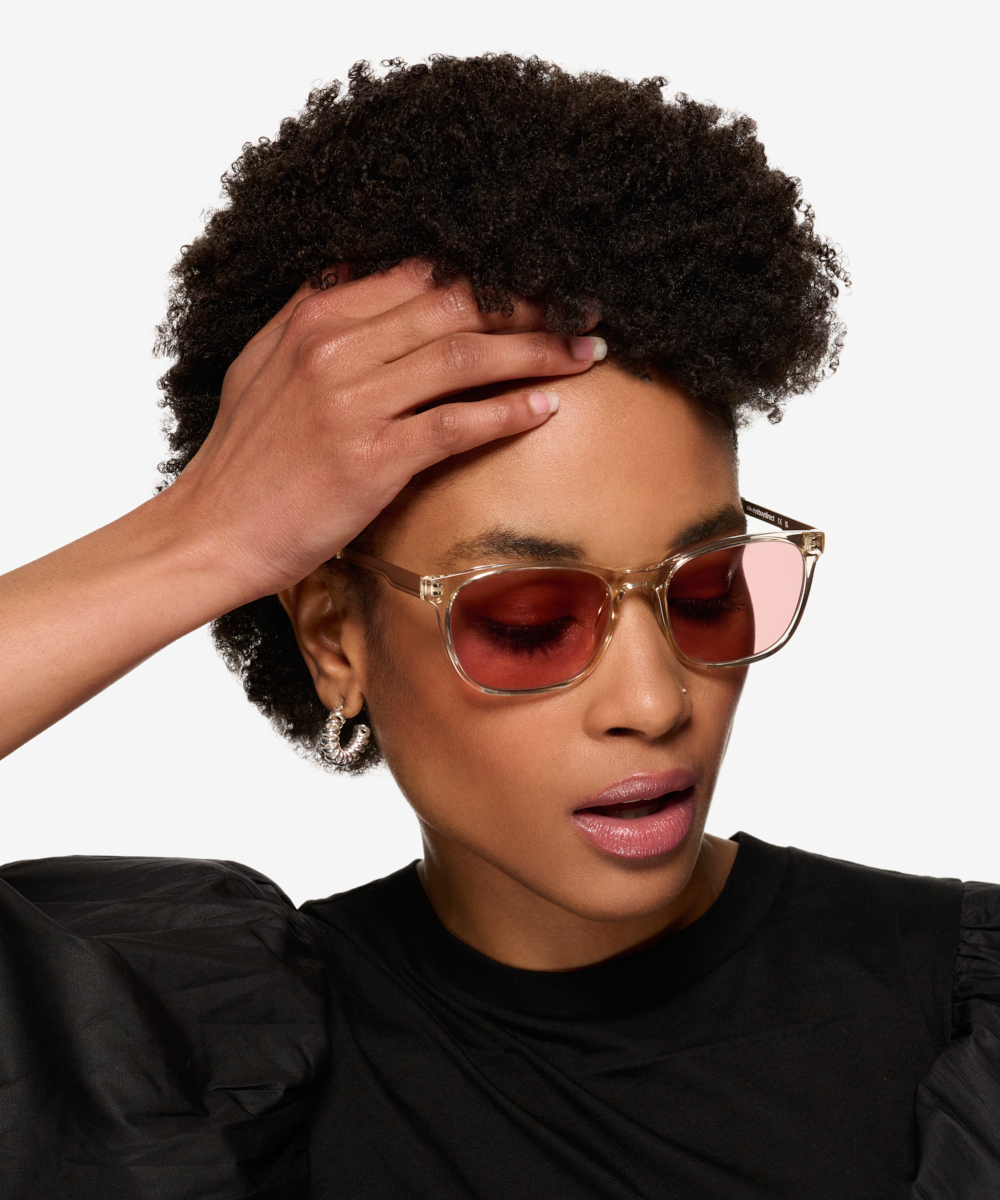 Tenacity - Square Crystal Nude Frame Prescription Sunglasses ...