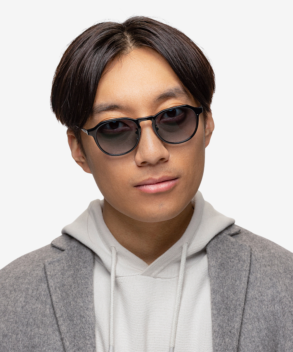 Aim - Round Black Frame Prescription Sunglasses | Eyebuydirect