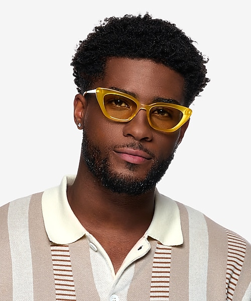 Suzanne Cat Eye Yellow Frame Sunglasses For Women Eyebuydirect Canada