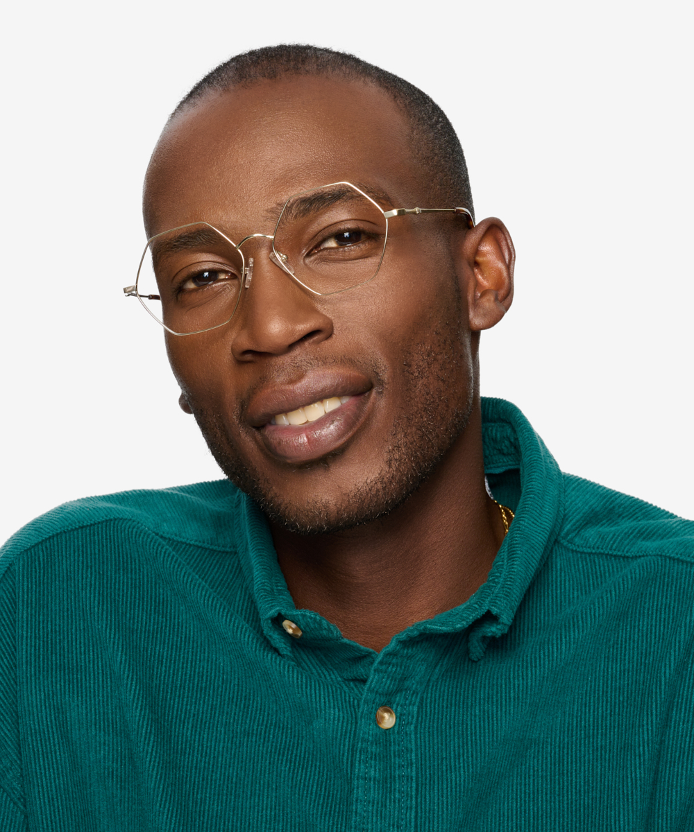 Esto Geometric Gold Full Rim Eyeglasses | Eyebuydirect